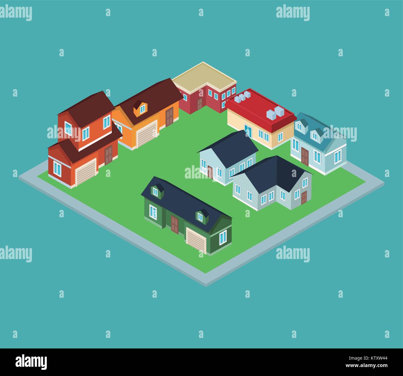 Isometric town 3d Stock Vector Image & Art - Alamy
