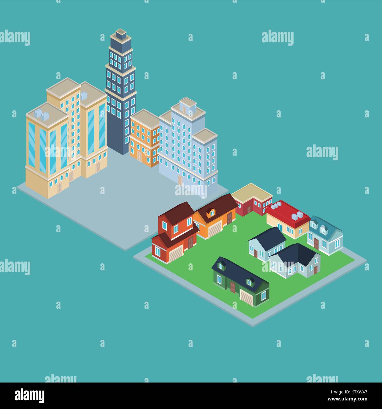 Isometric city 3d Stock Vector Image & Art - Alamy
