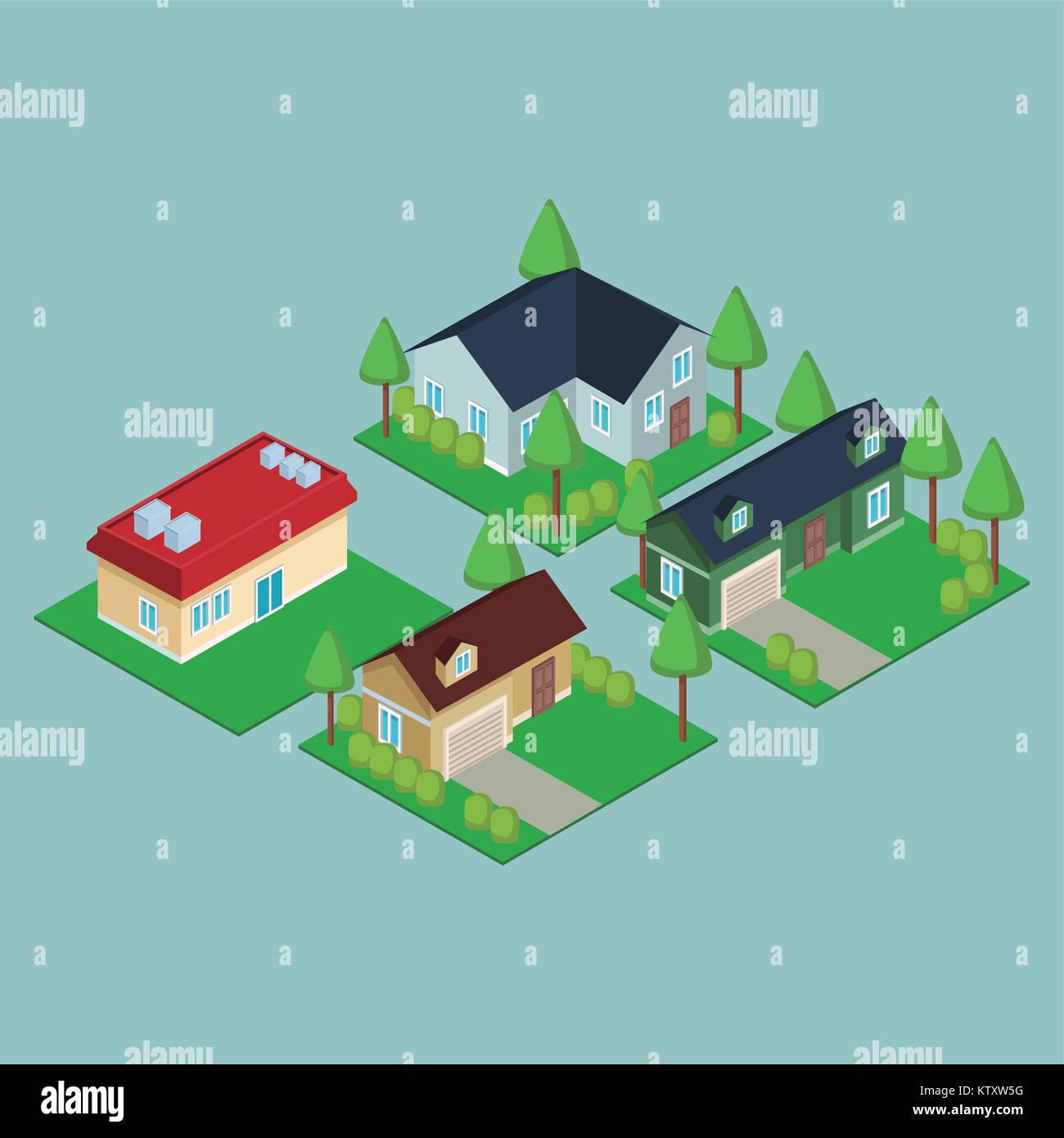 Isometric town 3d Stock Vector Image & Art - Alamy