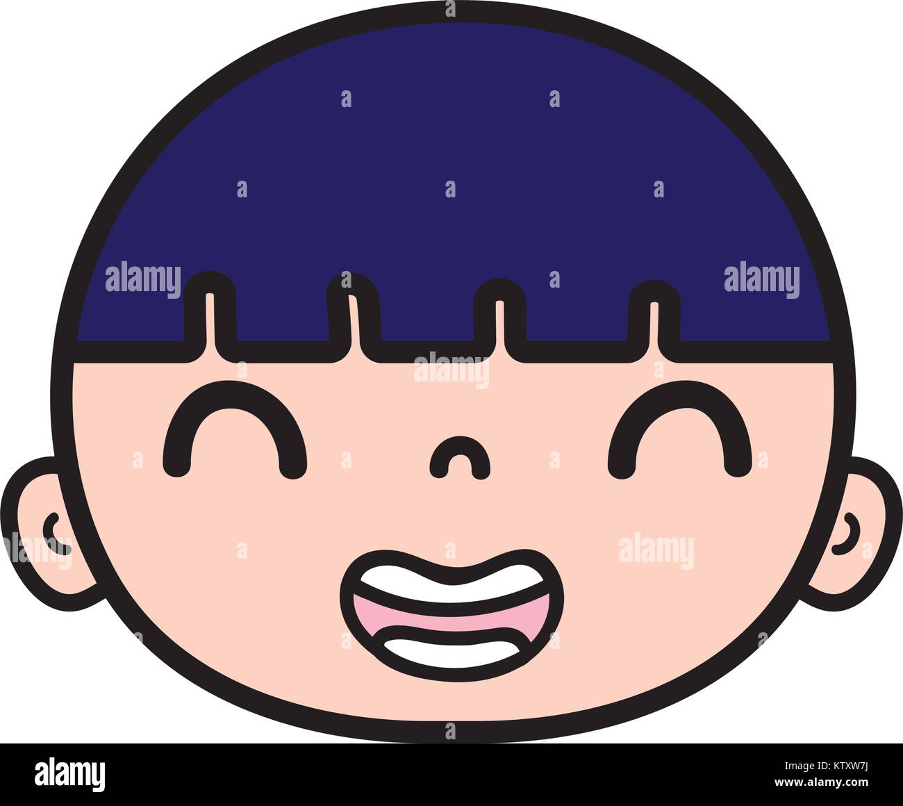 avatar boy head with dark blue hair Stock Vector Image & Art - Alamy