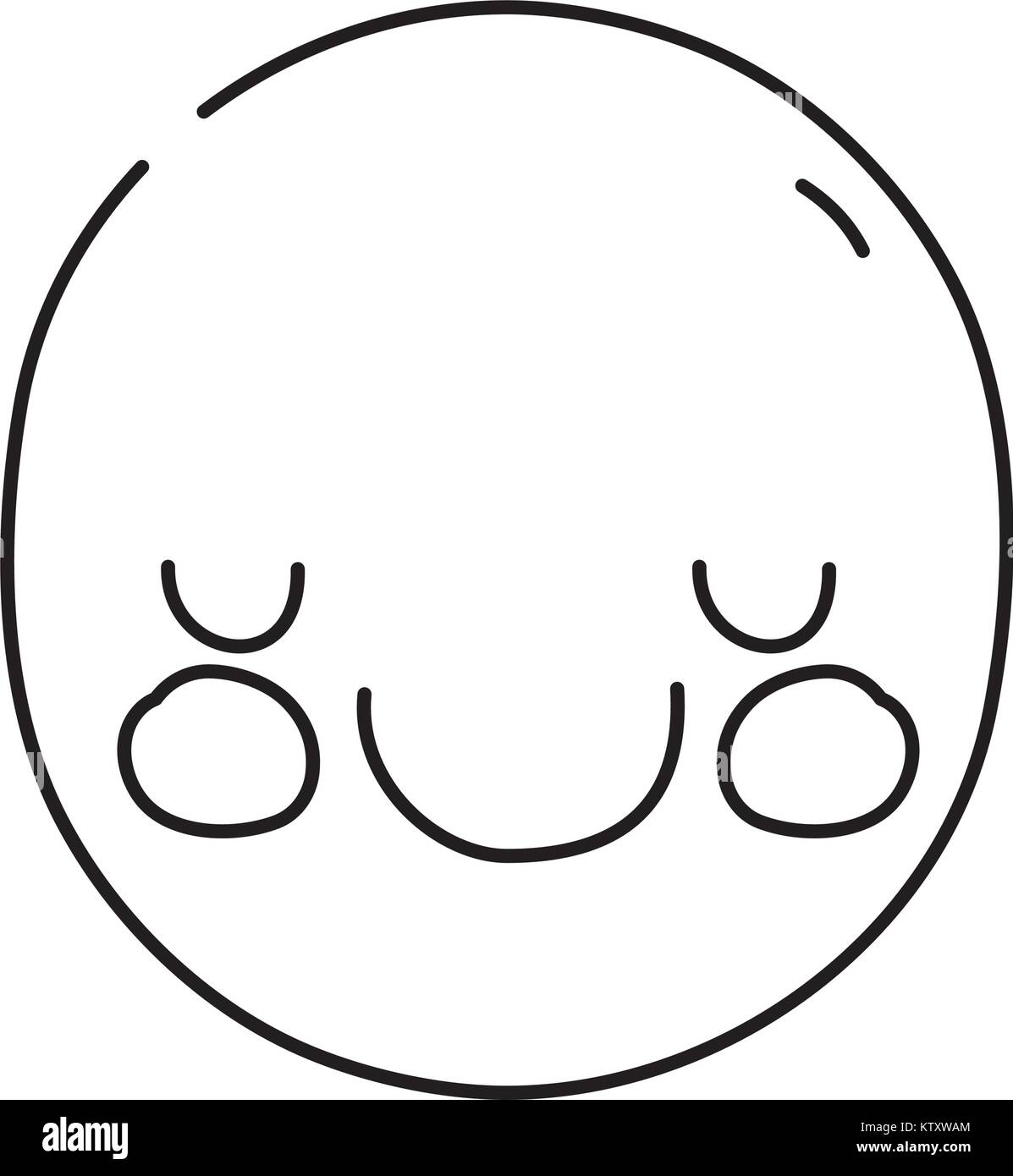line kawaii cute happy face expression Stock Vector Image & Art - Alamy