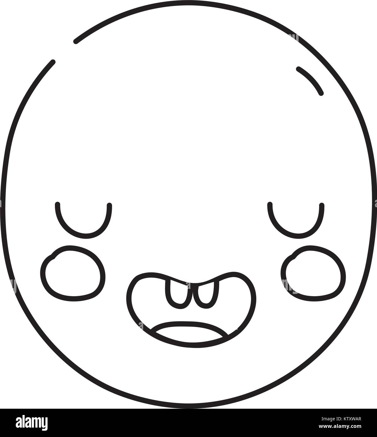 line kawaii cute funny face expression Stock Vector Image & Art - Alamy