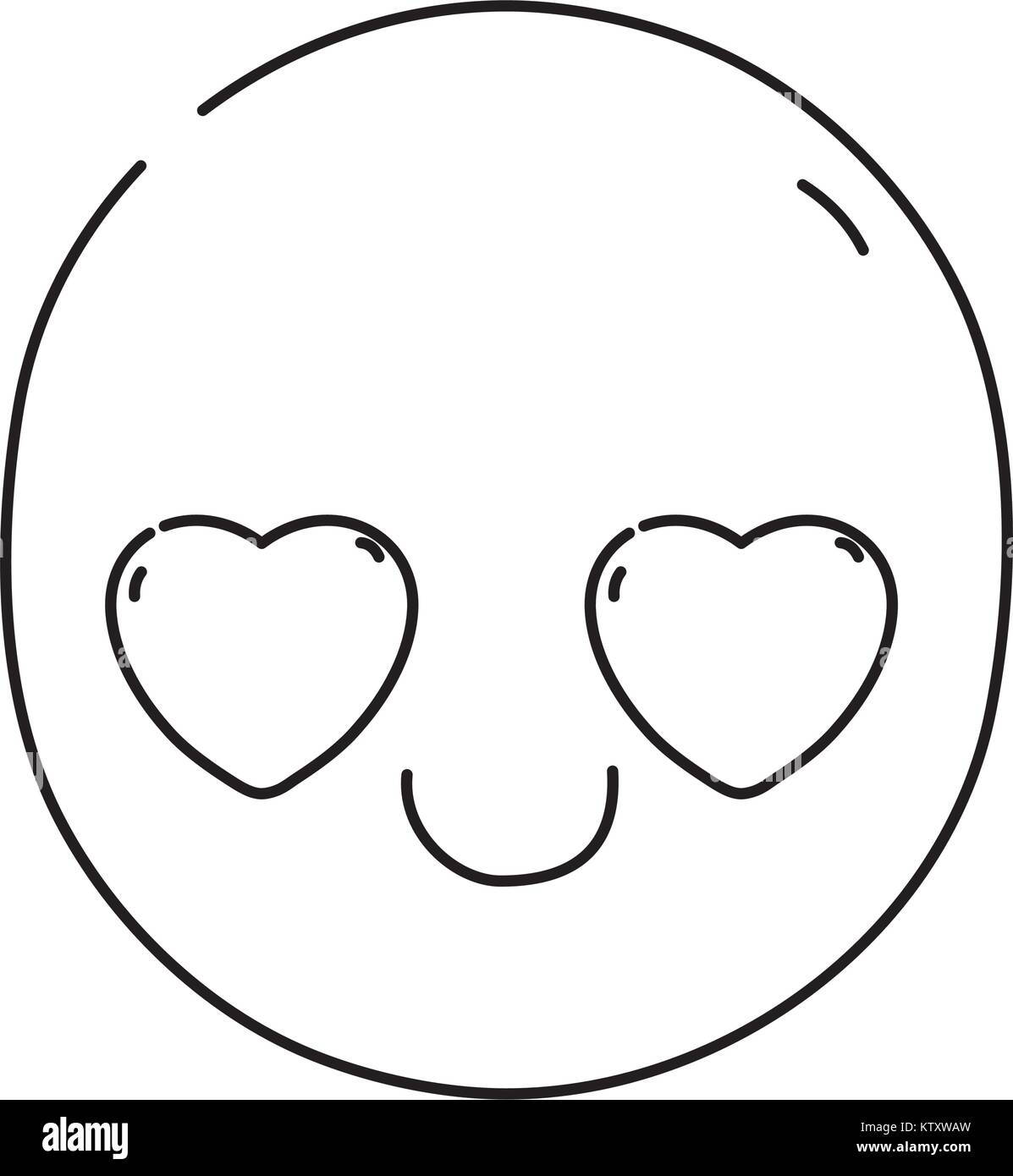 line kawaii cute in lover face expression Stock Vector Image & Art - Alamy