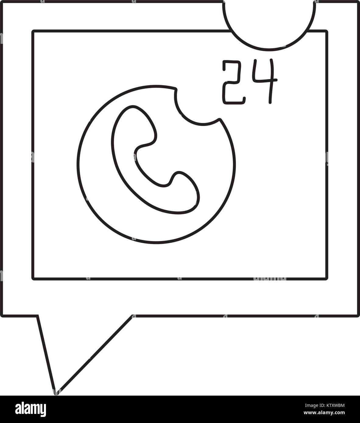 line phone lost call sign inside square chat bubble Stock Vector Image ...