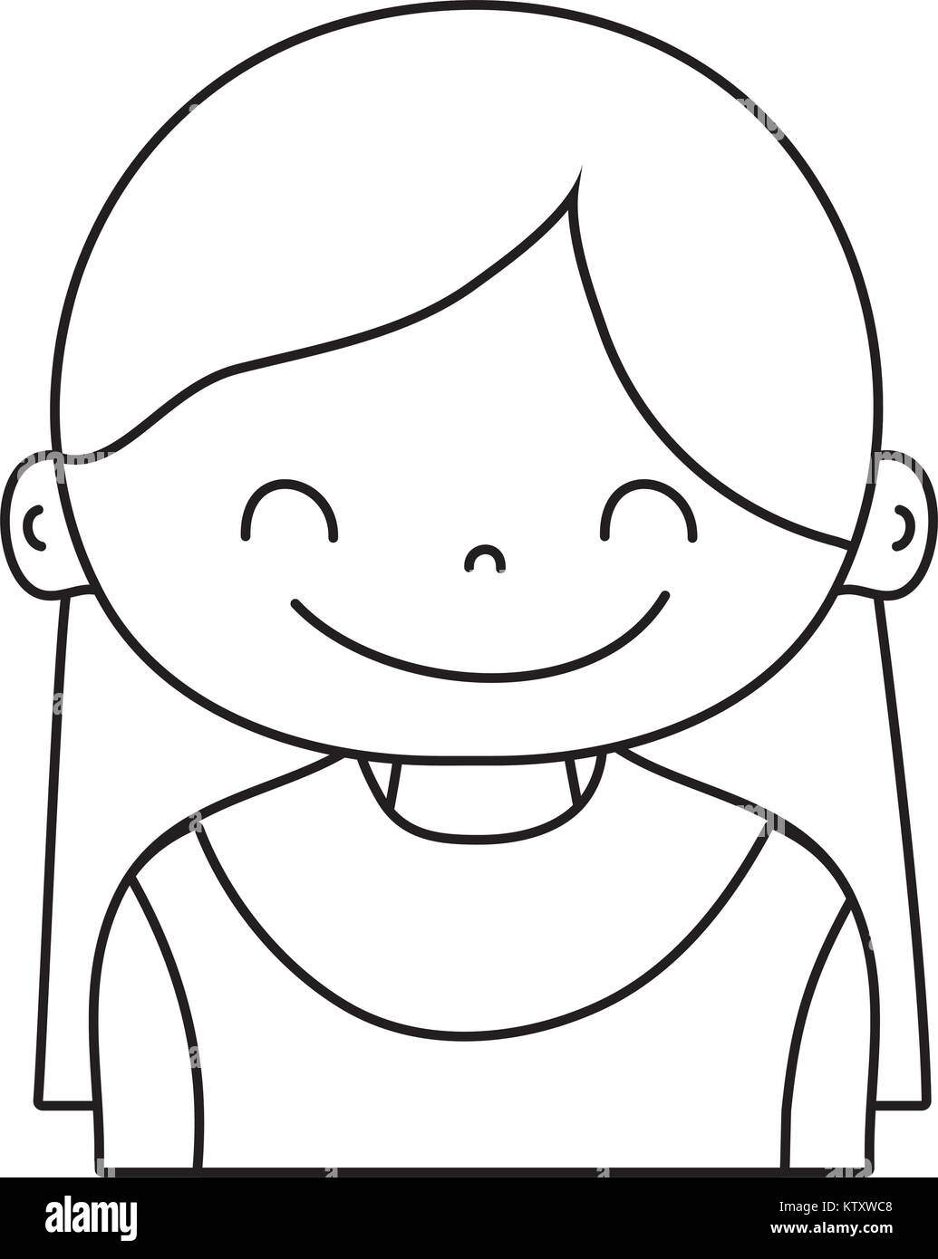 Line Girl With Long Hair And Blouse Design Stock Vector Image Art Alamy