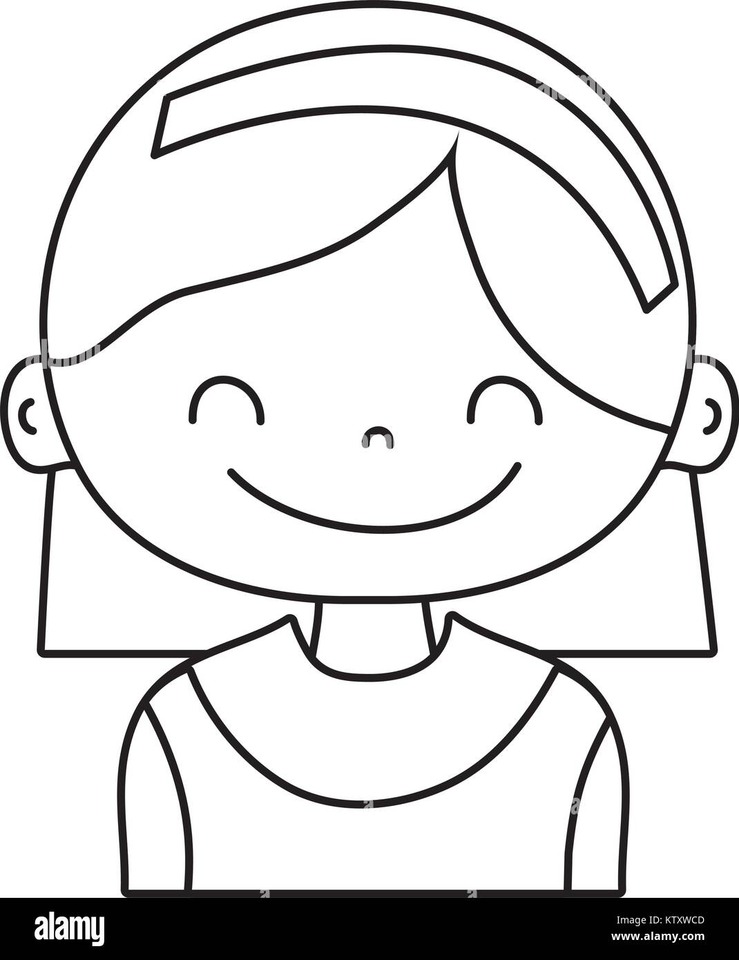 line girl with hairstyle and headband design Stock Vector Image & Art ...