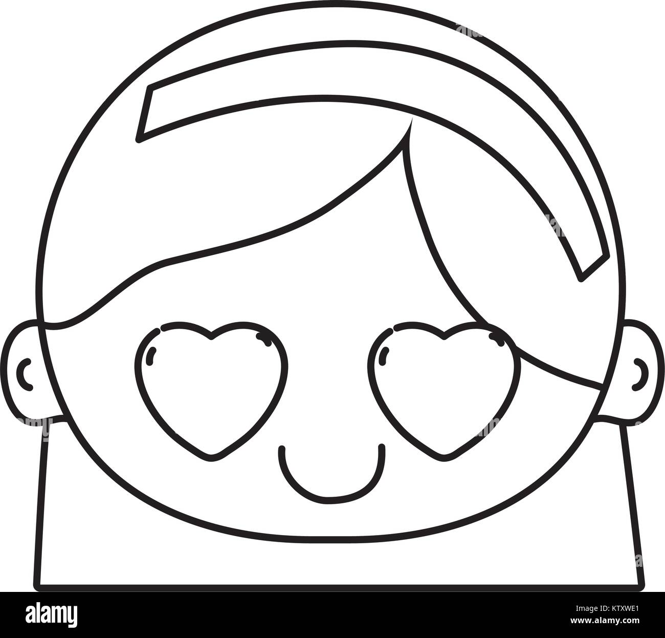 line head girl in love with hair and headband Stock Vector Image & Art ...