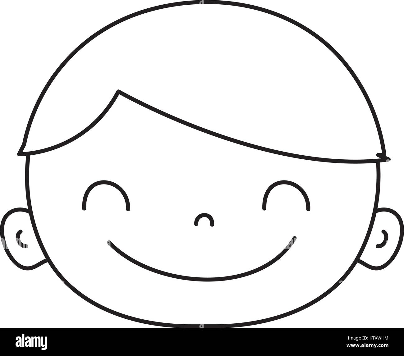 line happy avatar boy face with hair Stock Vector Image & Art - Alamy