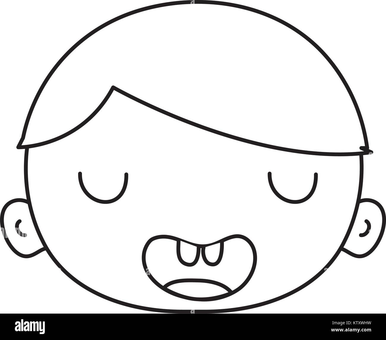 line funny avatar boy face with hair Stock Vector Image & Art - Alamy