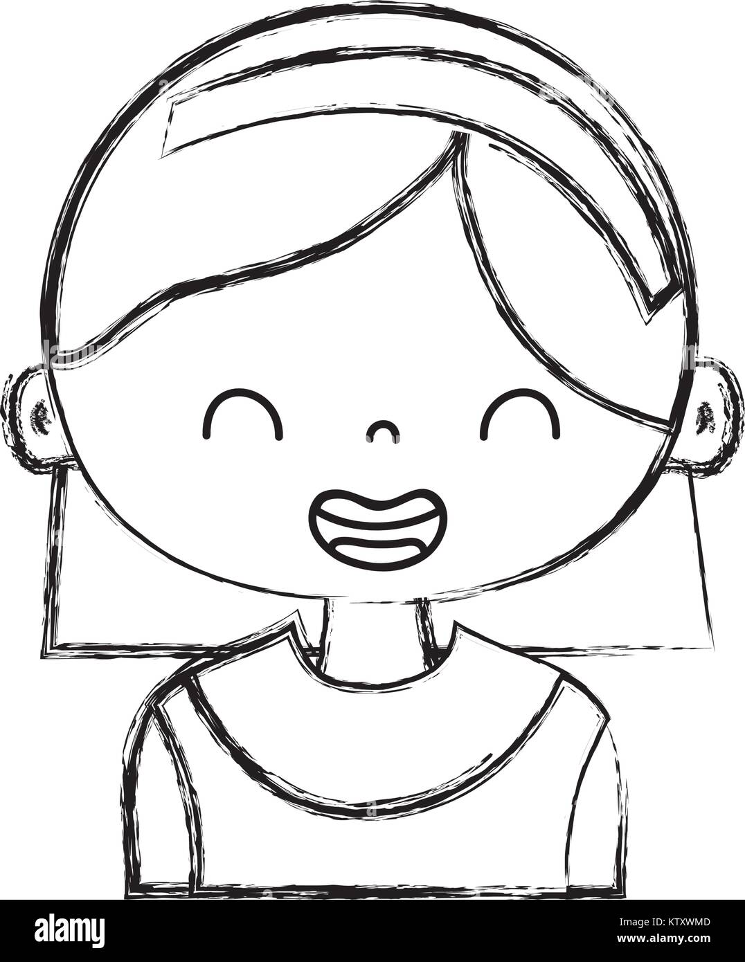 figure smile girl with hairstyle and headband design Stock Vector Image ...