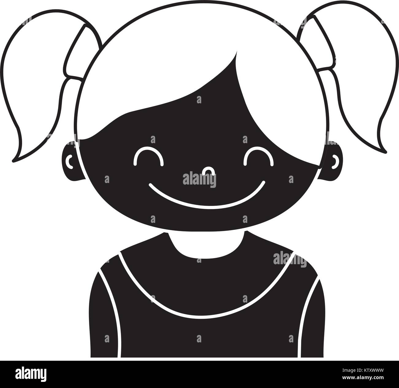 contour girl with two tails hair design Stock Vector Image & Art - Alamy