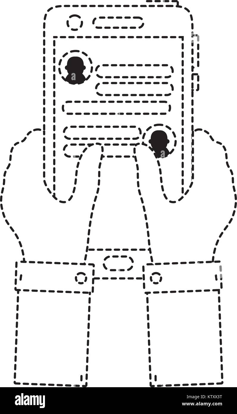 dotted shape hands with smartphone and whatsapp chat message Stock ...