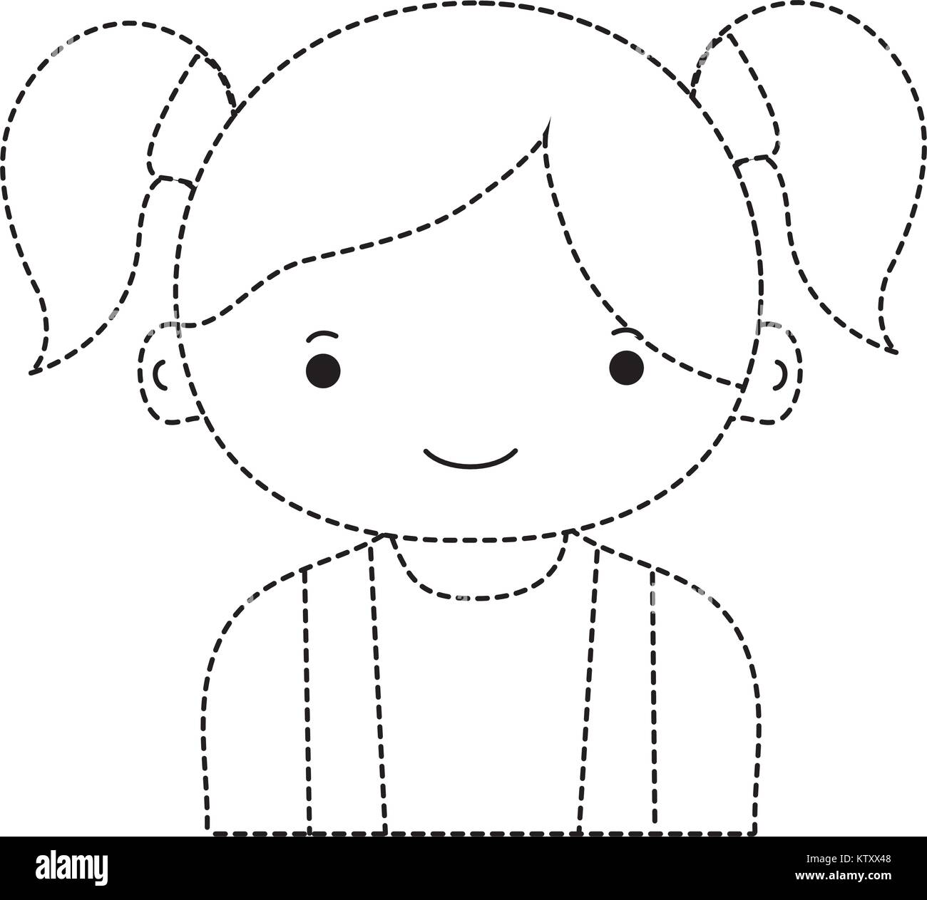 dotted shape happy girl with two tails hair Stock Vector Image & Art ...