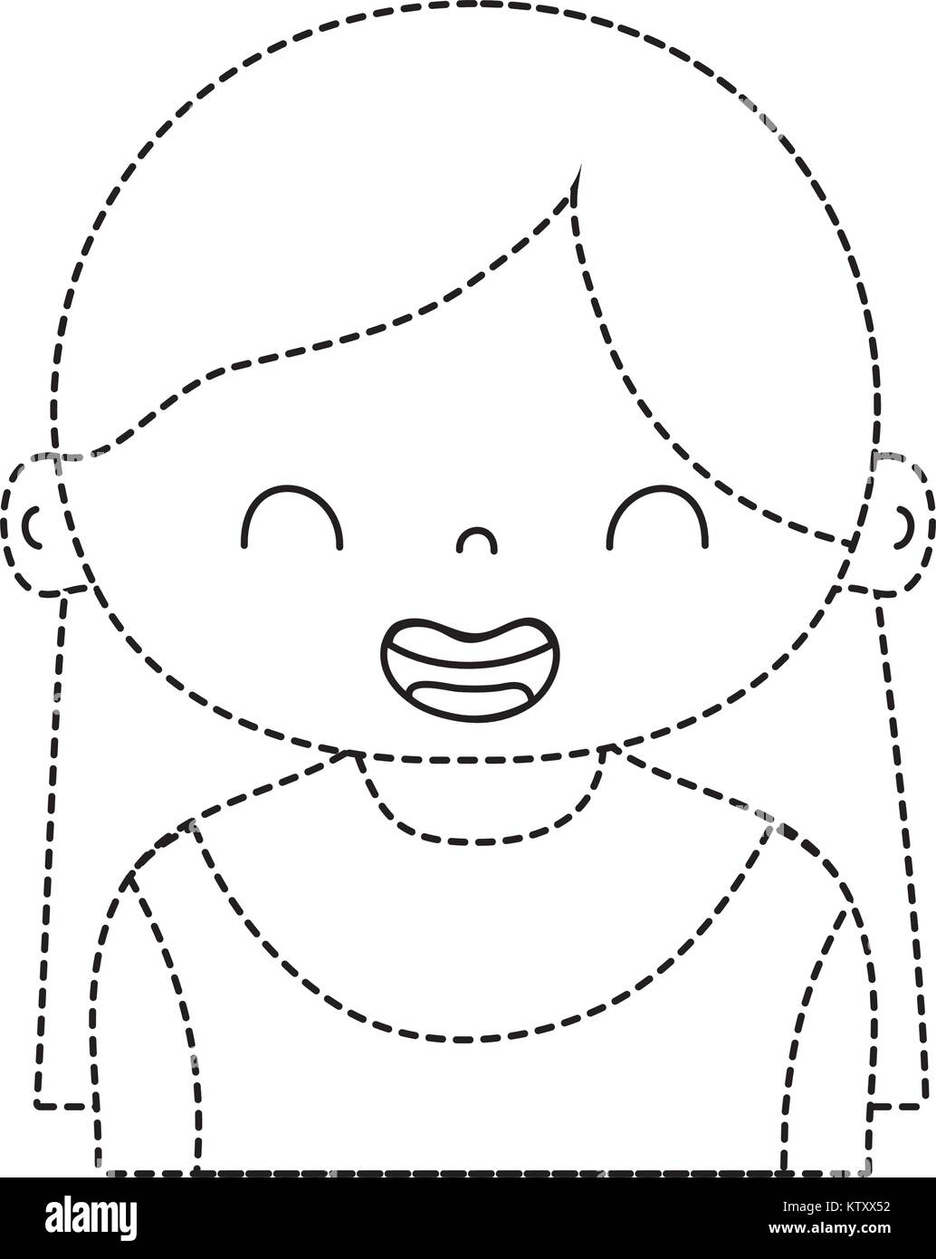 dotted shape smile girl with long hair and blouse design Stock Vector ...
