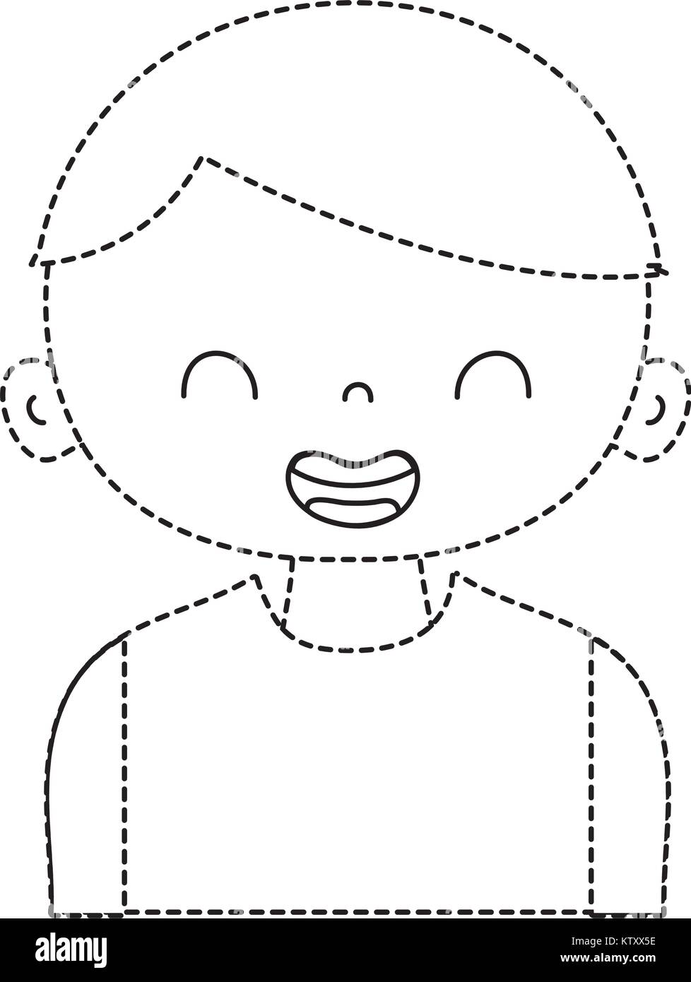 dotted shape smile boy with t-shirt and hairstyle Stock Vector Image ...