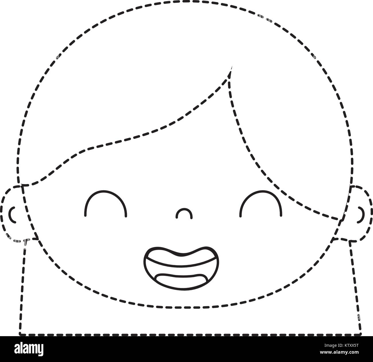 dotted shape smile avatar girl head with hairstyle Stock Vector Image ...
