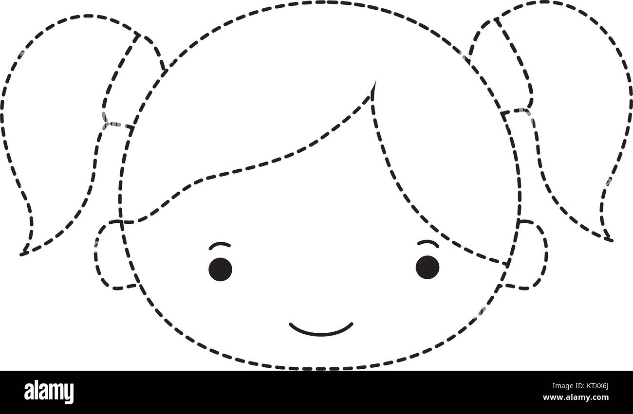 dotted shape girl head with two tails hair Stock Vector Image & Art - Alamy