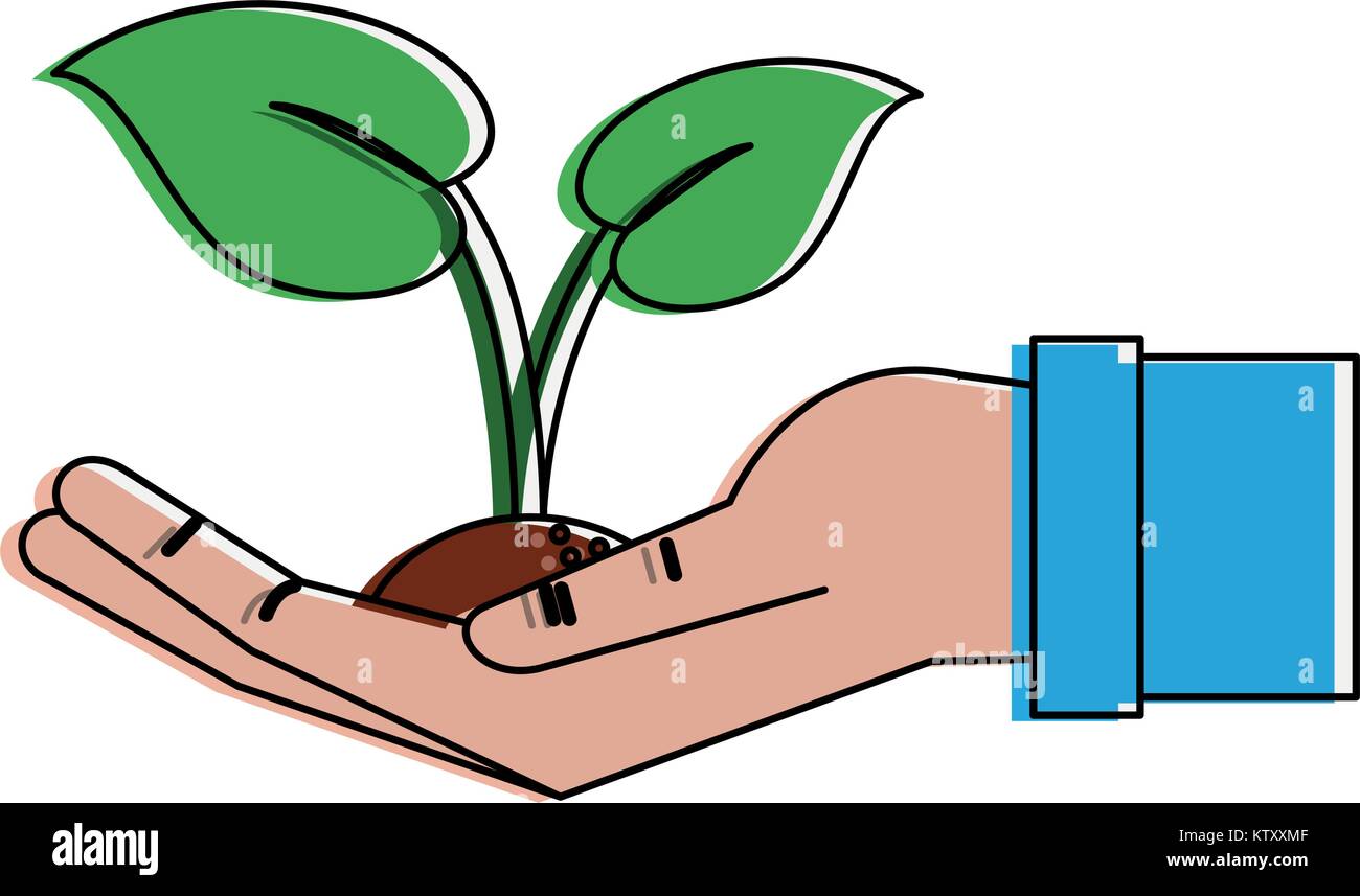 Hand with plant Stock Vector Image & Art - Alamy