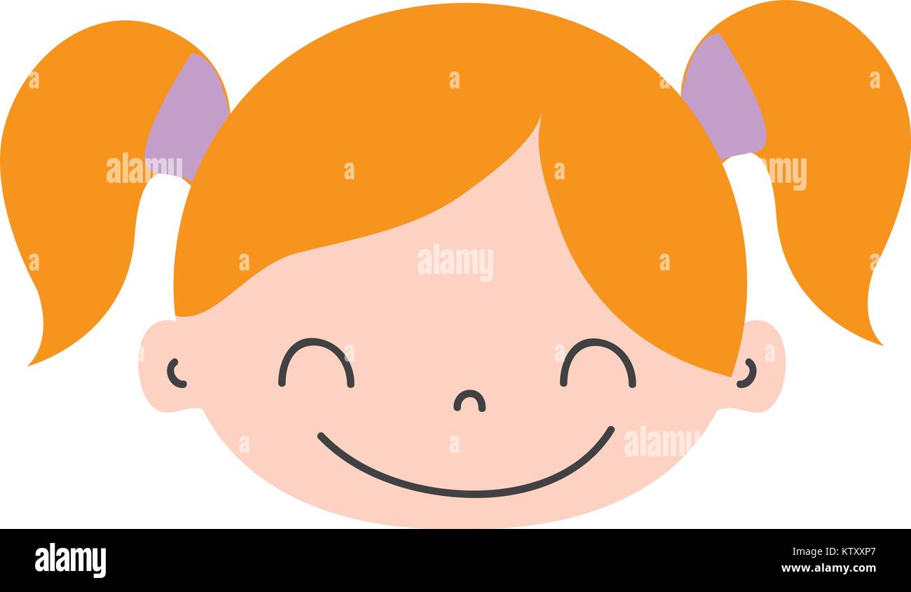 colorful happy girl head with two tails hair Stock Vector Image & Art ...