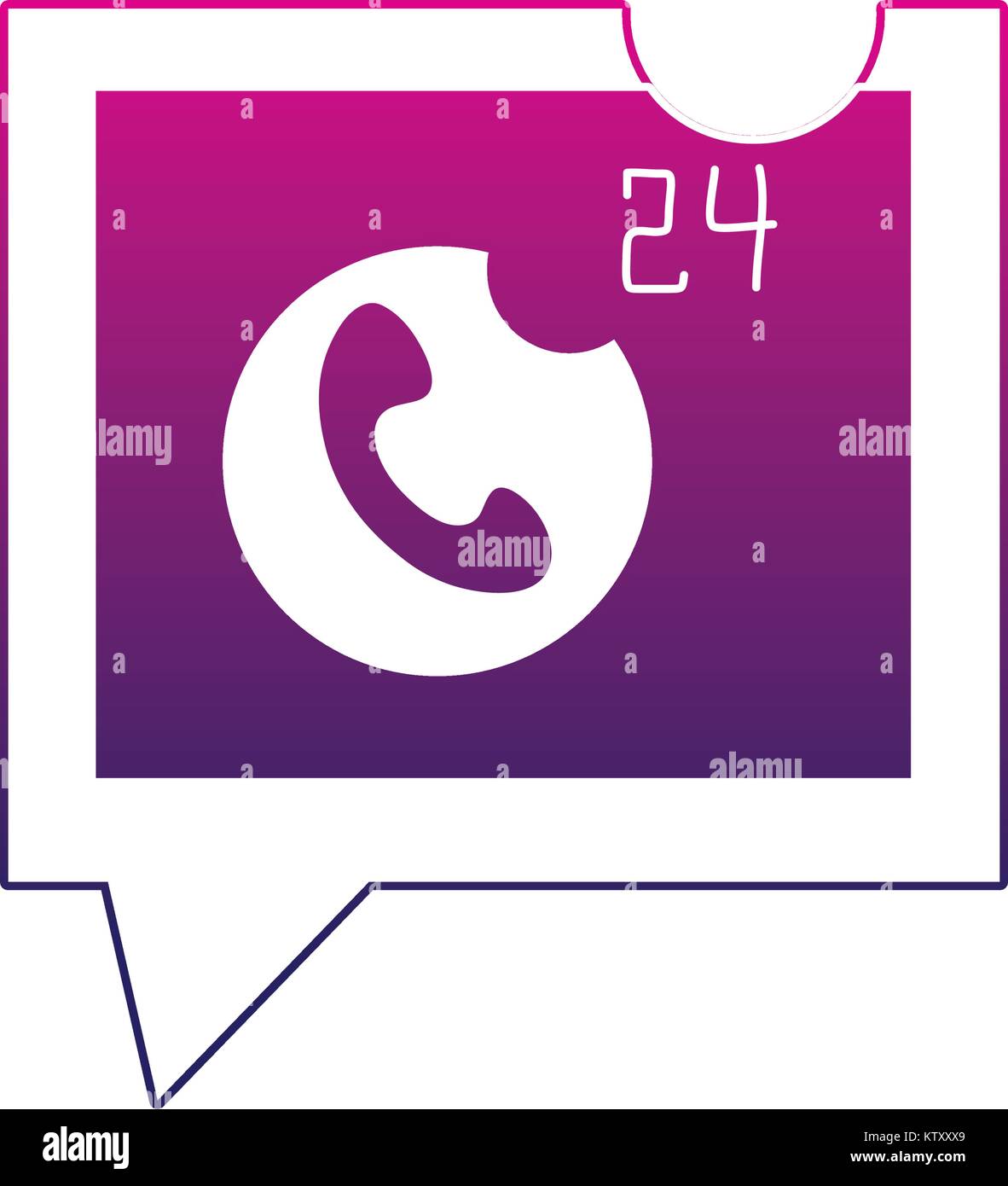 silhouette phone lost call sign inside square chat bubble Stock Vector ...