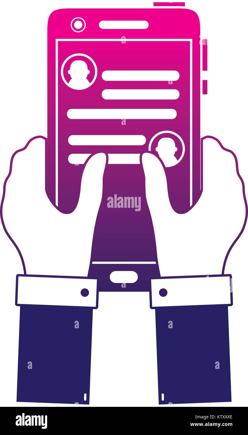 silhouette hands with smartphone and whatsapp chat message Stock Vector ...