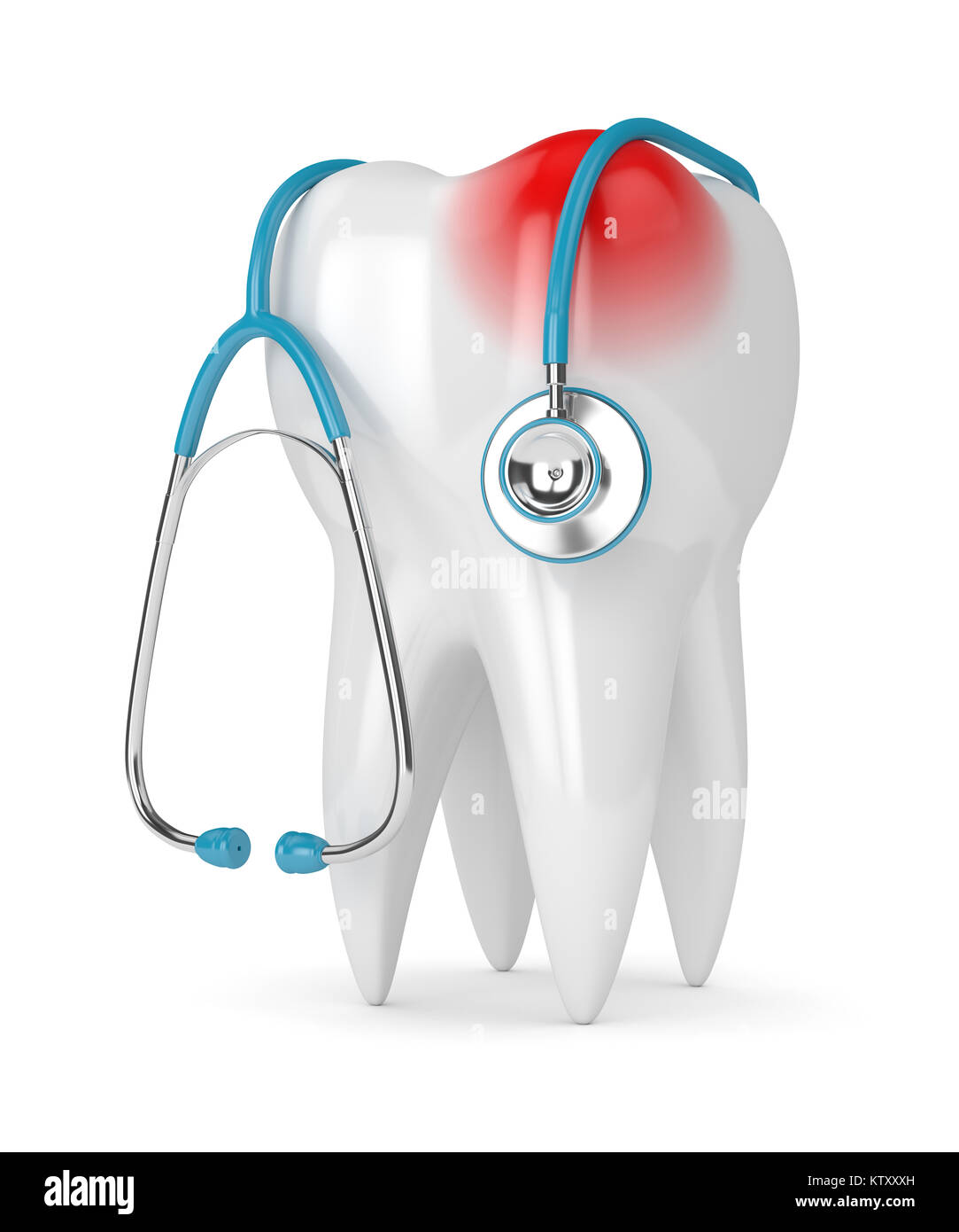3d render of tooth with stethoscope over white background Stock Photo ...