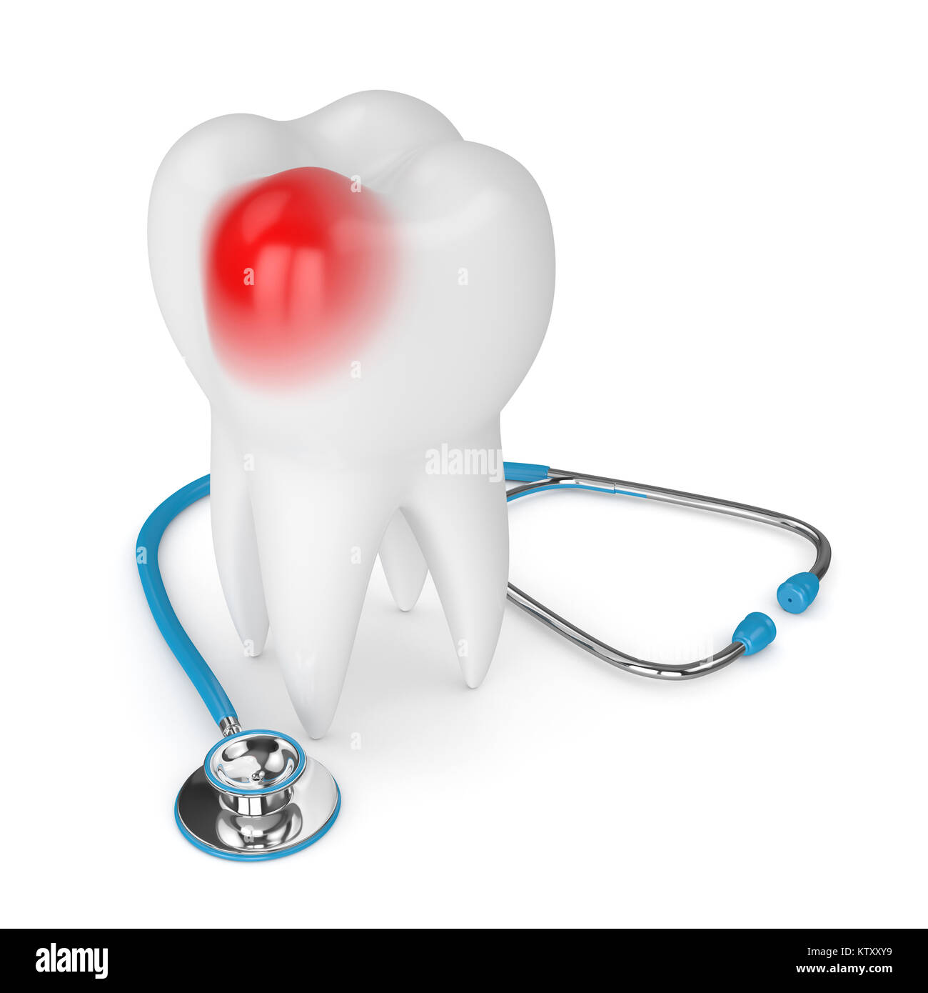 3d render of tooth with stethoscope over white background Stock Photo ...