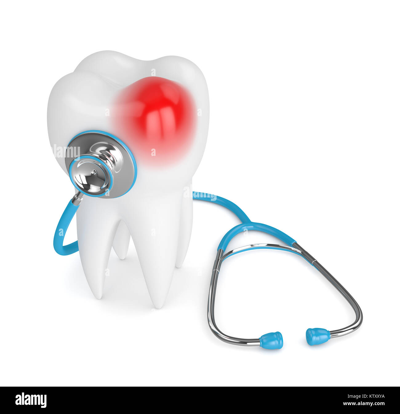 3d render of tooth with stethoscope over white background Stock Photo ...