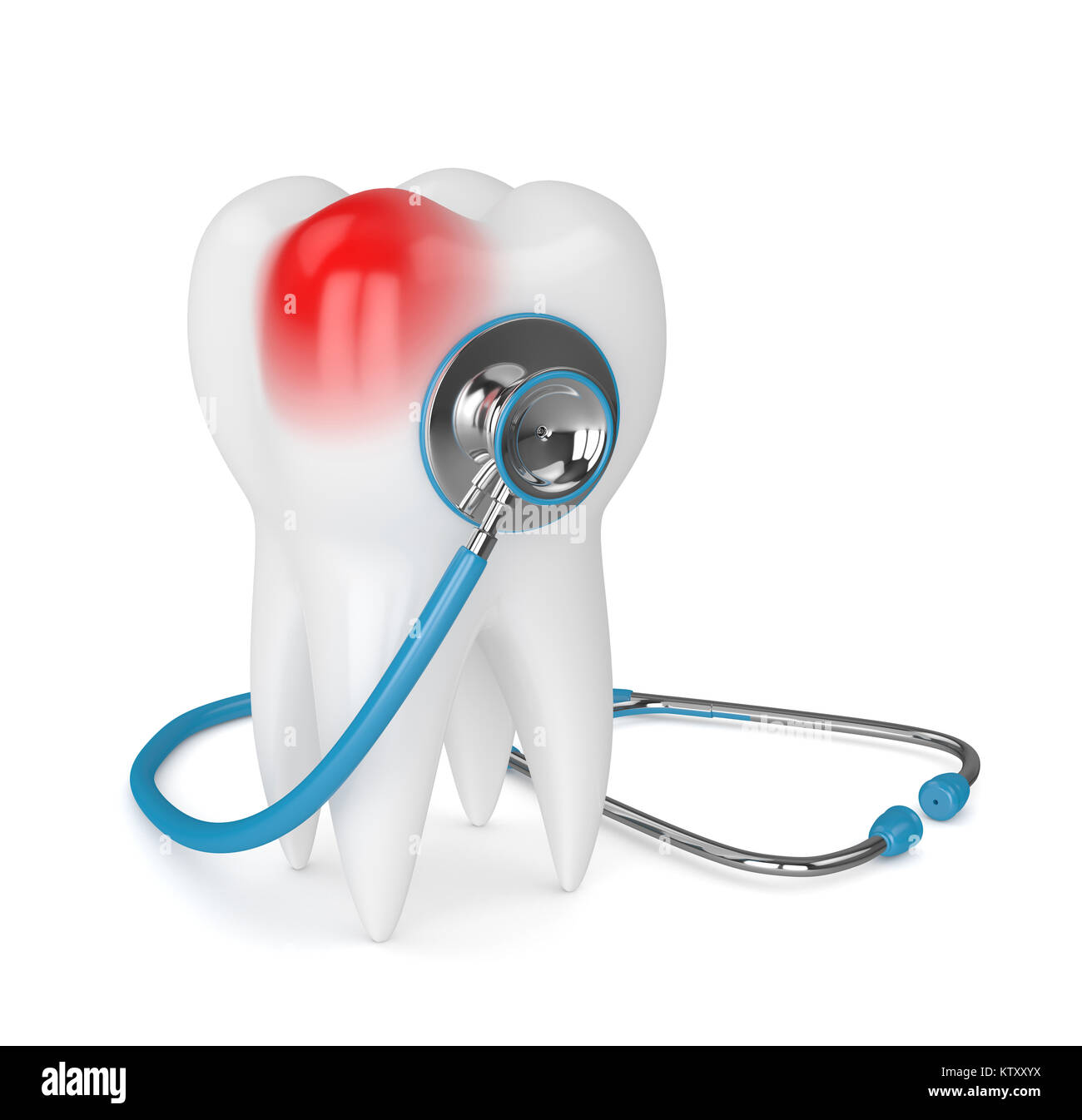 3d render of tooth with stethoscope over white background Stock Photo ...