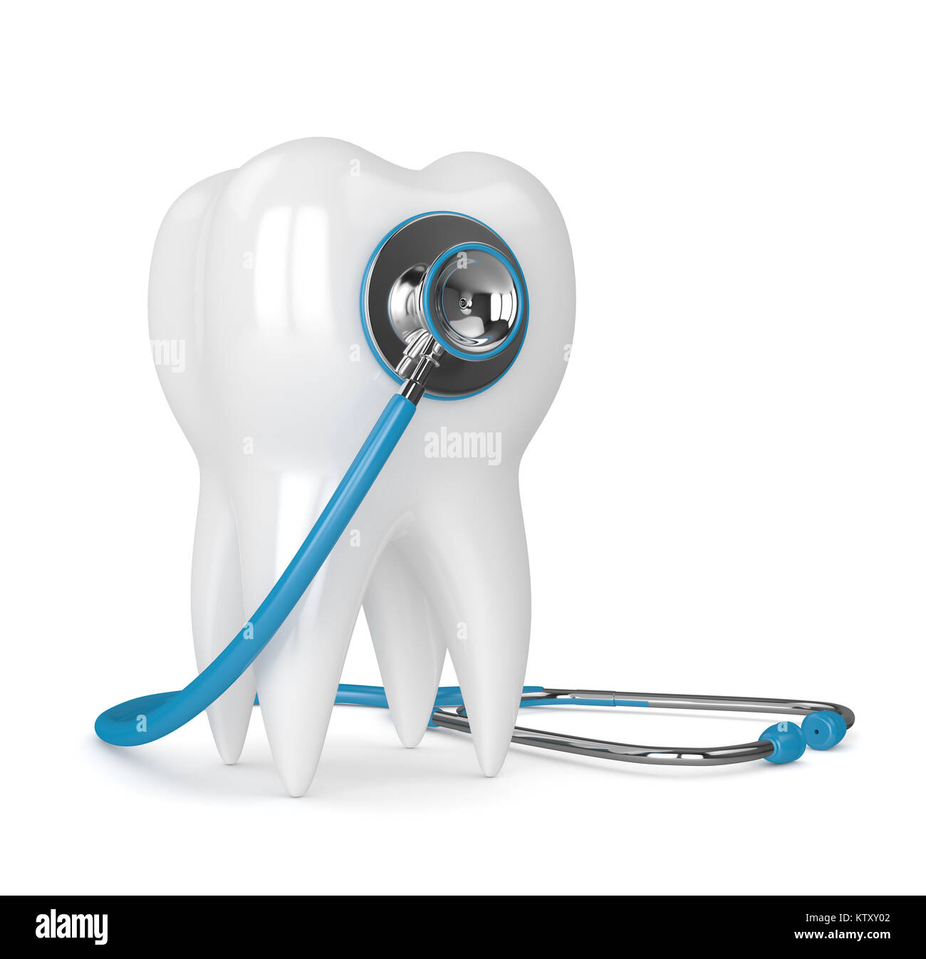 3d render of tooth with stethoscope over white background Stock Photo ...