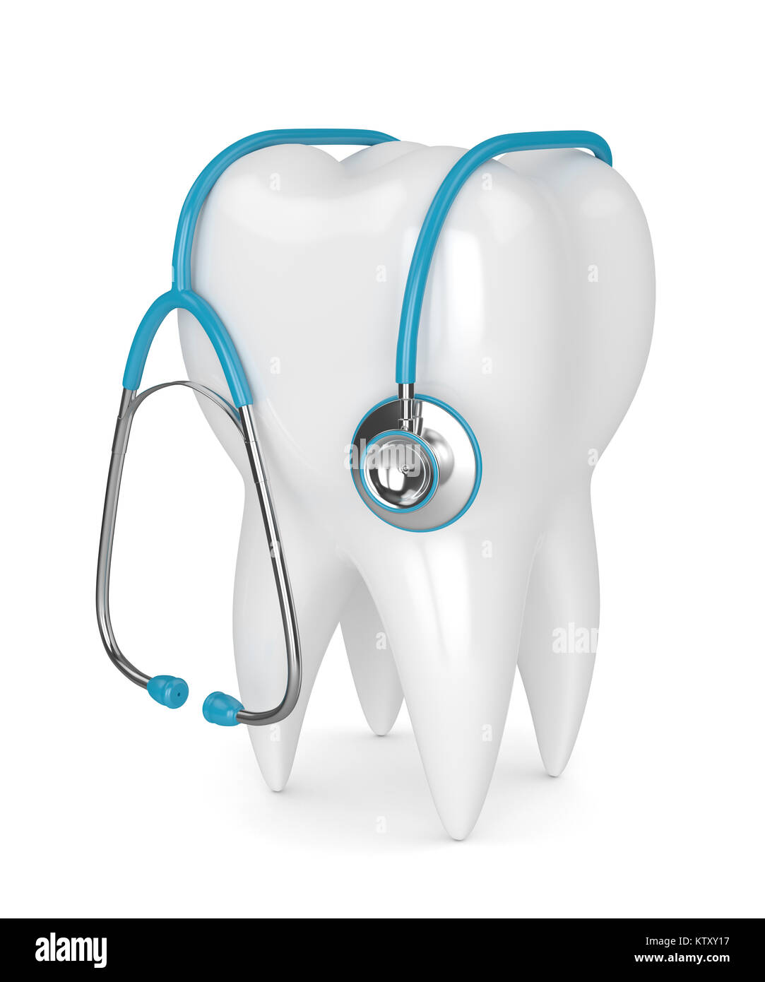 3d render of tooth with stethoscope over white background Stock Photo ...