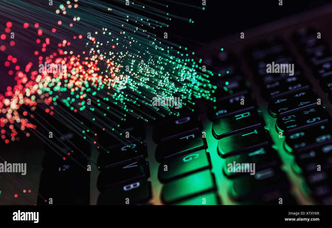color fiber optical background with notebookk, Fiber optics lights ...
