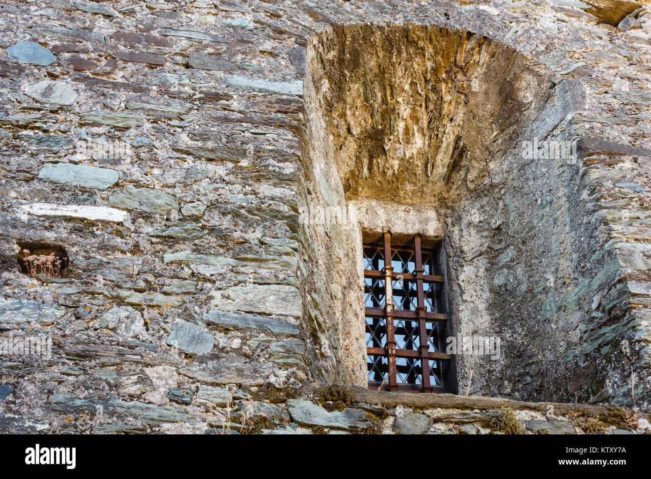 the windows of the castle and its railings /.The facade of the castle ...
