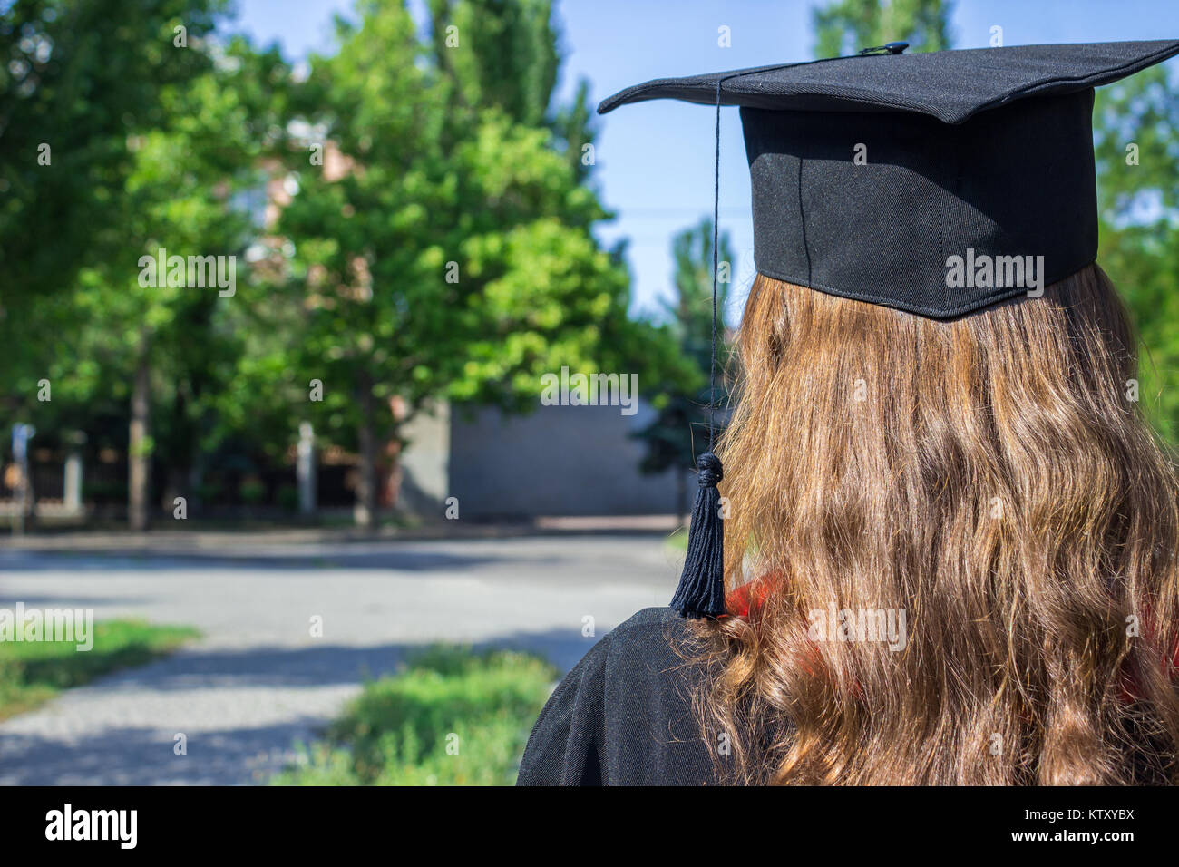 back of graduate in park on graduation day Stock Photo - Alamy