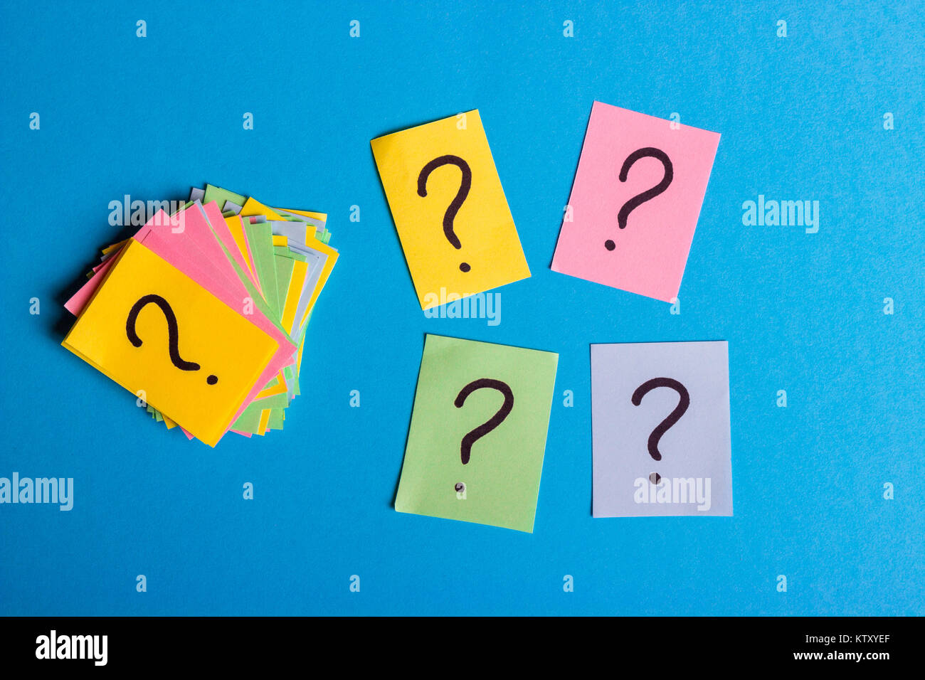 question marks written reminders tickets Stock Photo - Alamy