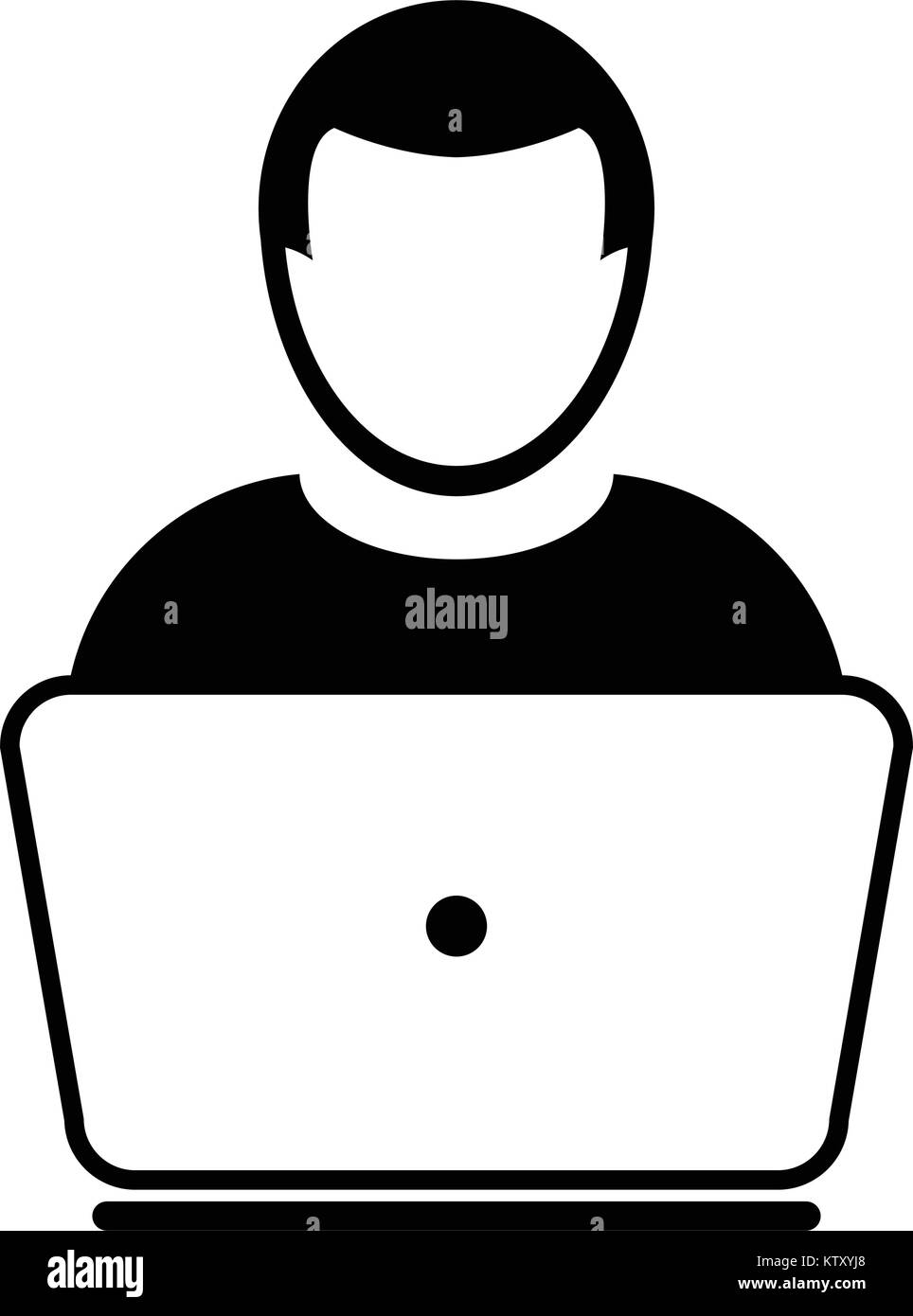 User Icon Vector With Laptop Computer Male Person Profile Avatar for ...
