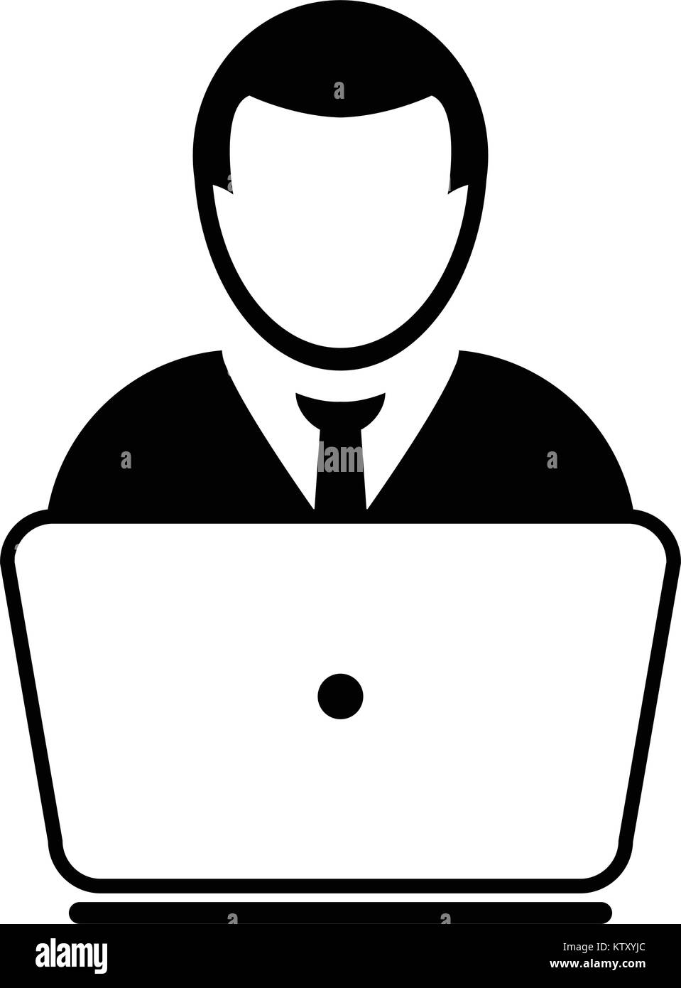User Icon Vector With Laptop Computer Male Person Profile Avatar for ...