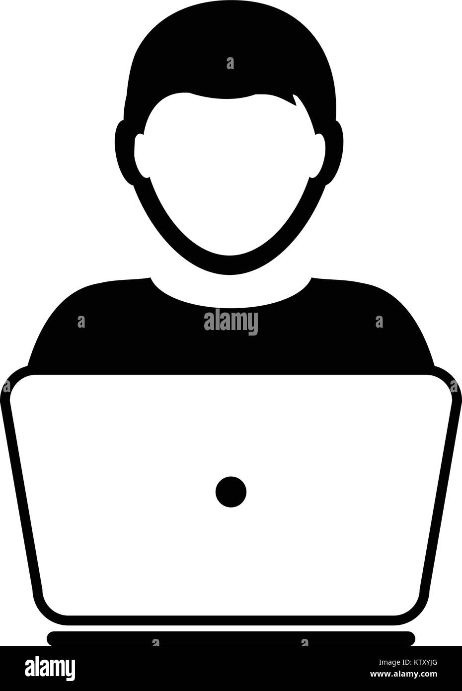 User Icon Vector With Laptop Computer Male Person Profile Avatar for ...