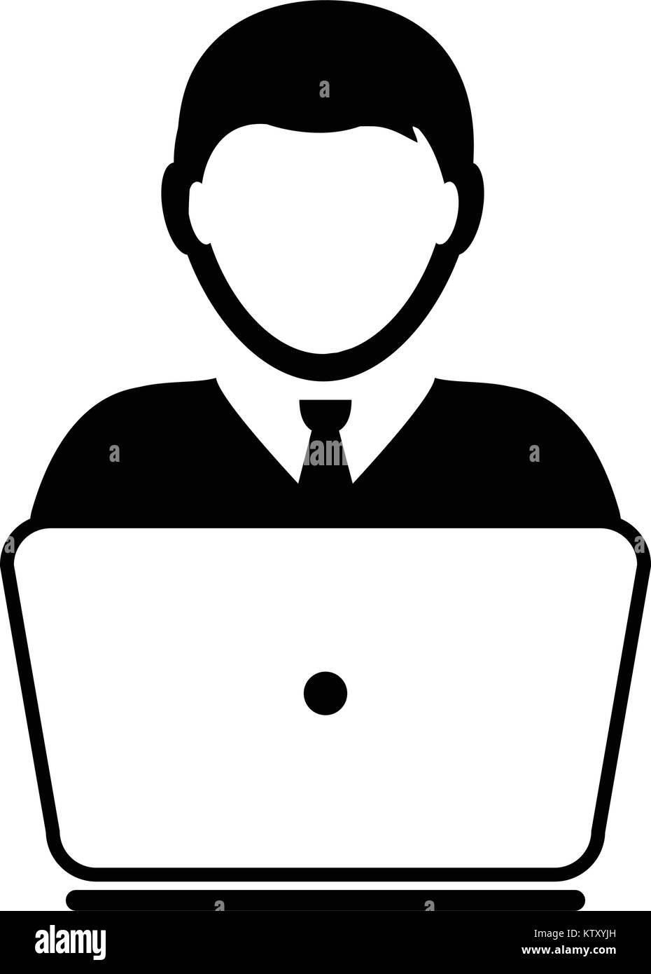 User Icon Vector With Laptop Computer Male Person Profile Avatar for ...