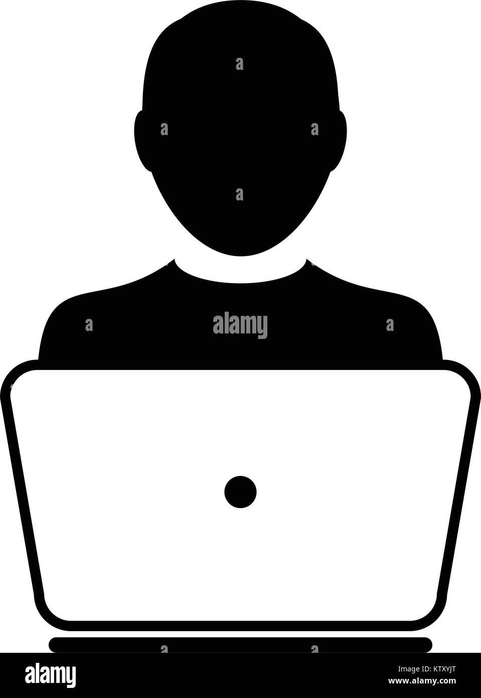 User Icon Vector With Laptop Computer Male Person Profile Avatar for ...