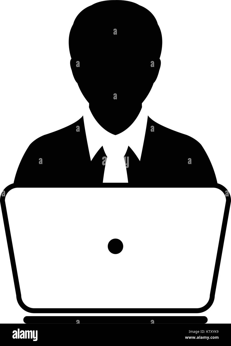 User Icon Vector With Laptop Computer Male Person Profile Avatar for ...