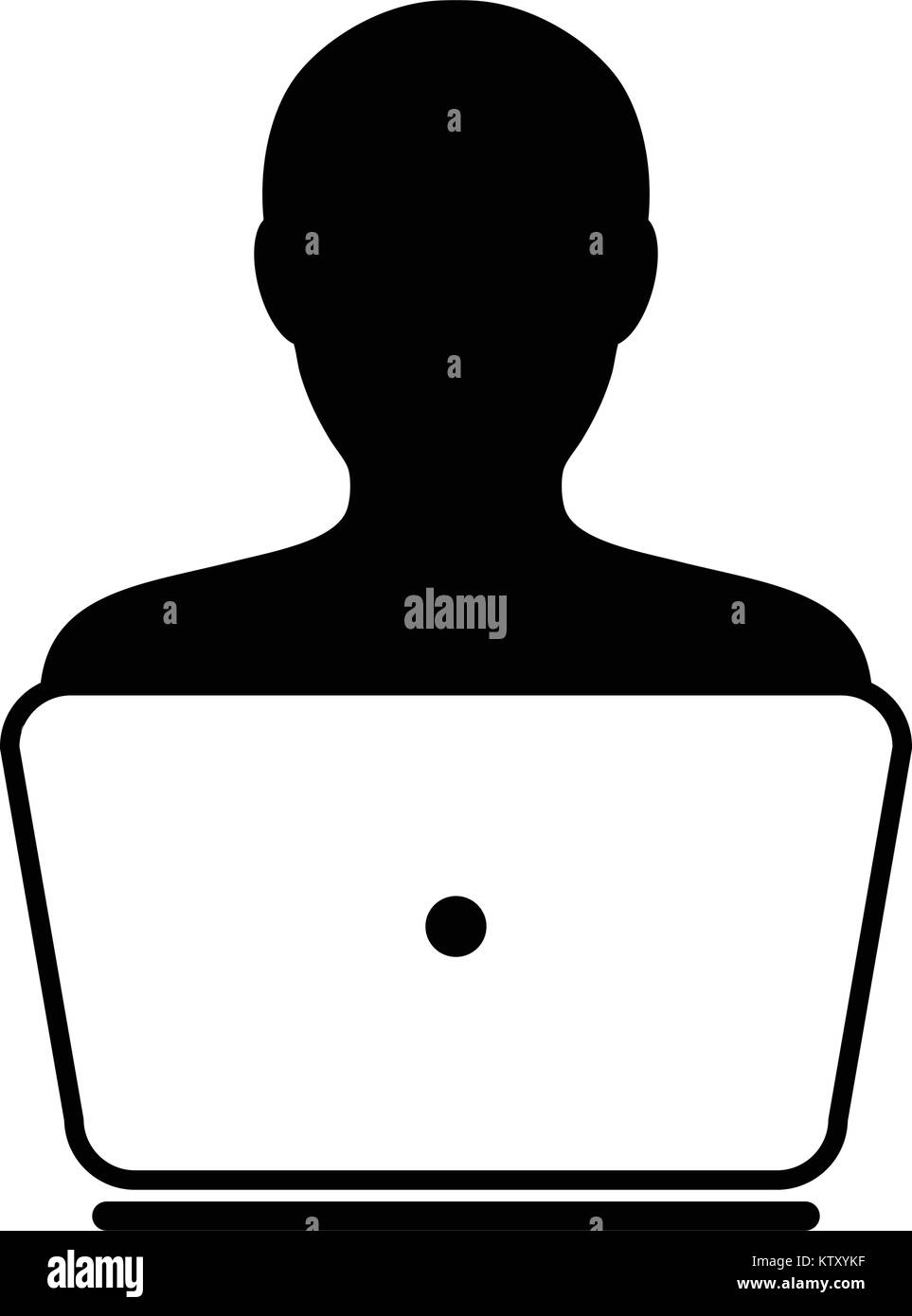 User Icon Vector With Laptop Computer Male Person Profile Avatar for ...