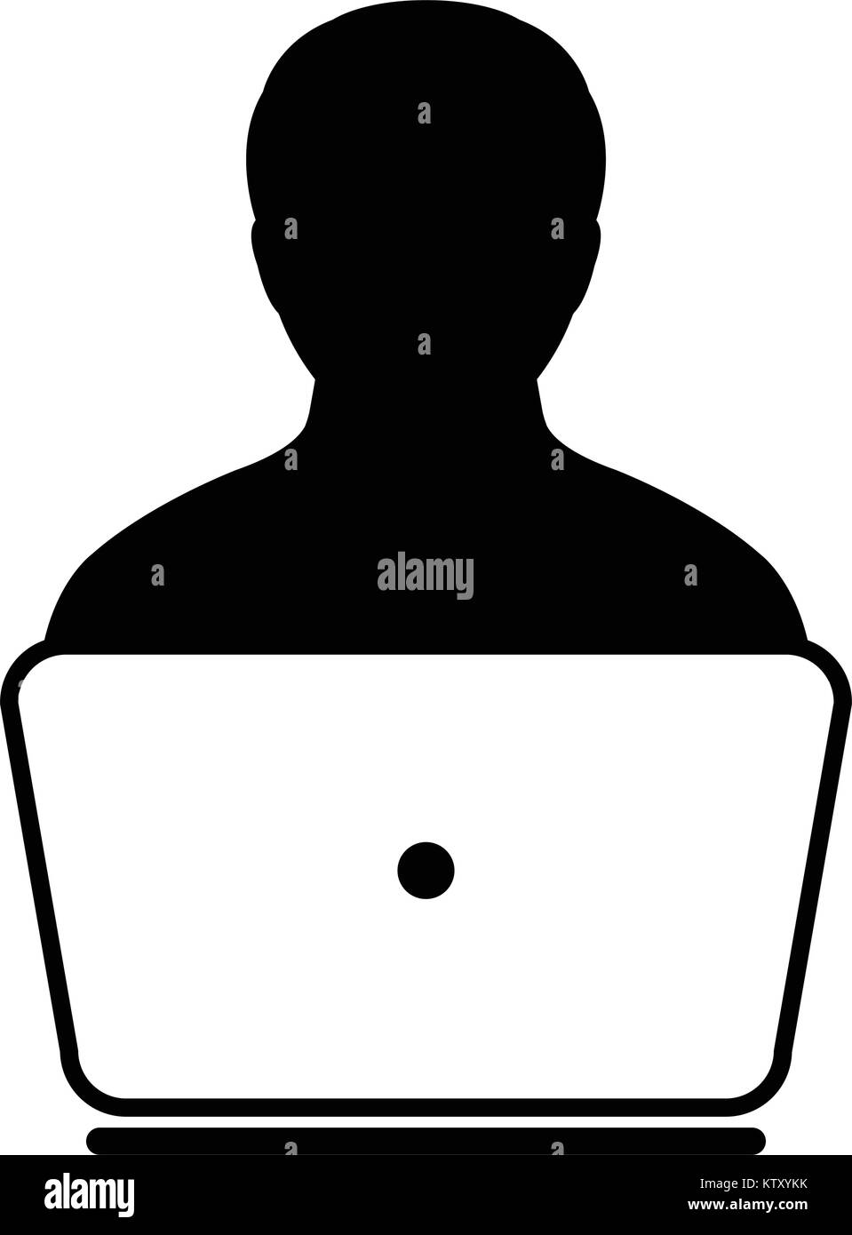 User Icon Vector With Laptop Computer Male Person Profile Avatar for ...