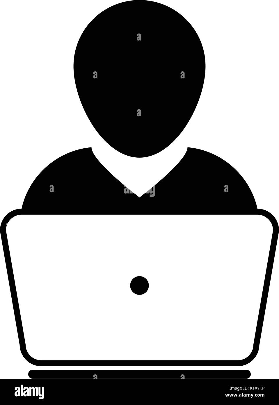 User Icon Vector With Laptop Computer Male Person Profile Avatar for ...