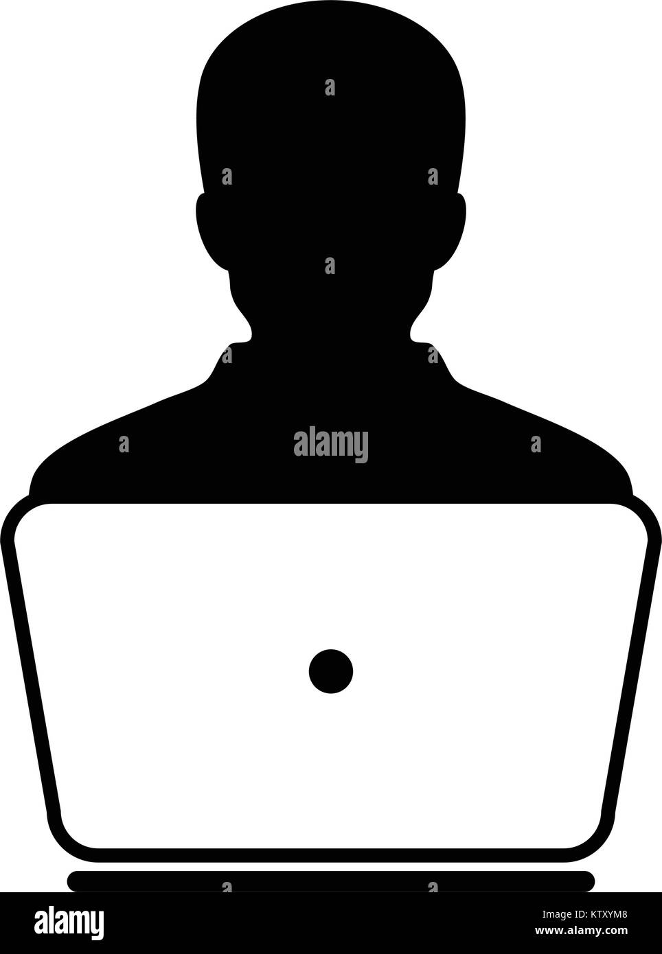 User Icon Vector With Laptop Computer Male Person Profile Avatar for ...