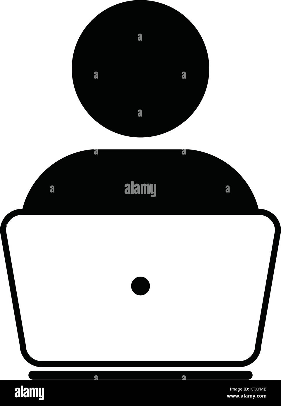 User Icon Vector With Laptop Computer Male Person Profile Avatar for ...