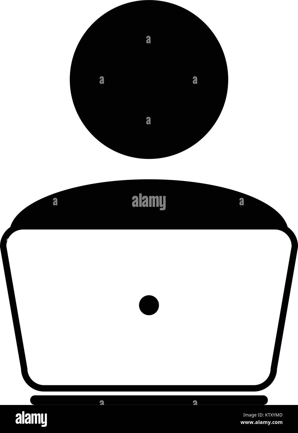 User Icon Vector With Laptop Computer Male Person Profile Avatar for ...