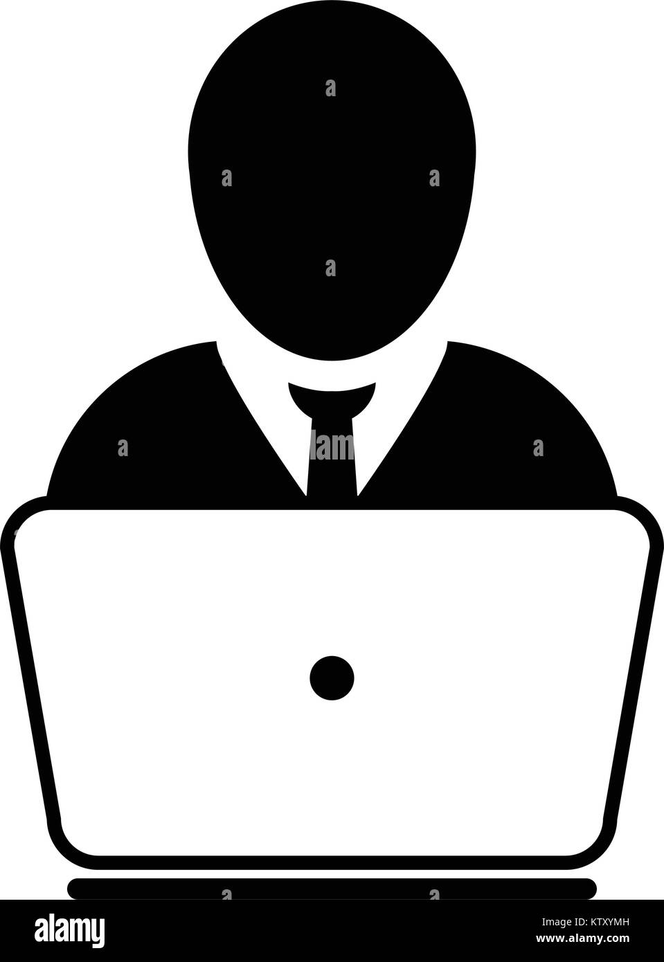 User Icon Vector With Laptop Computer Male Person Profile Avatar for ...
