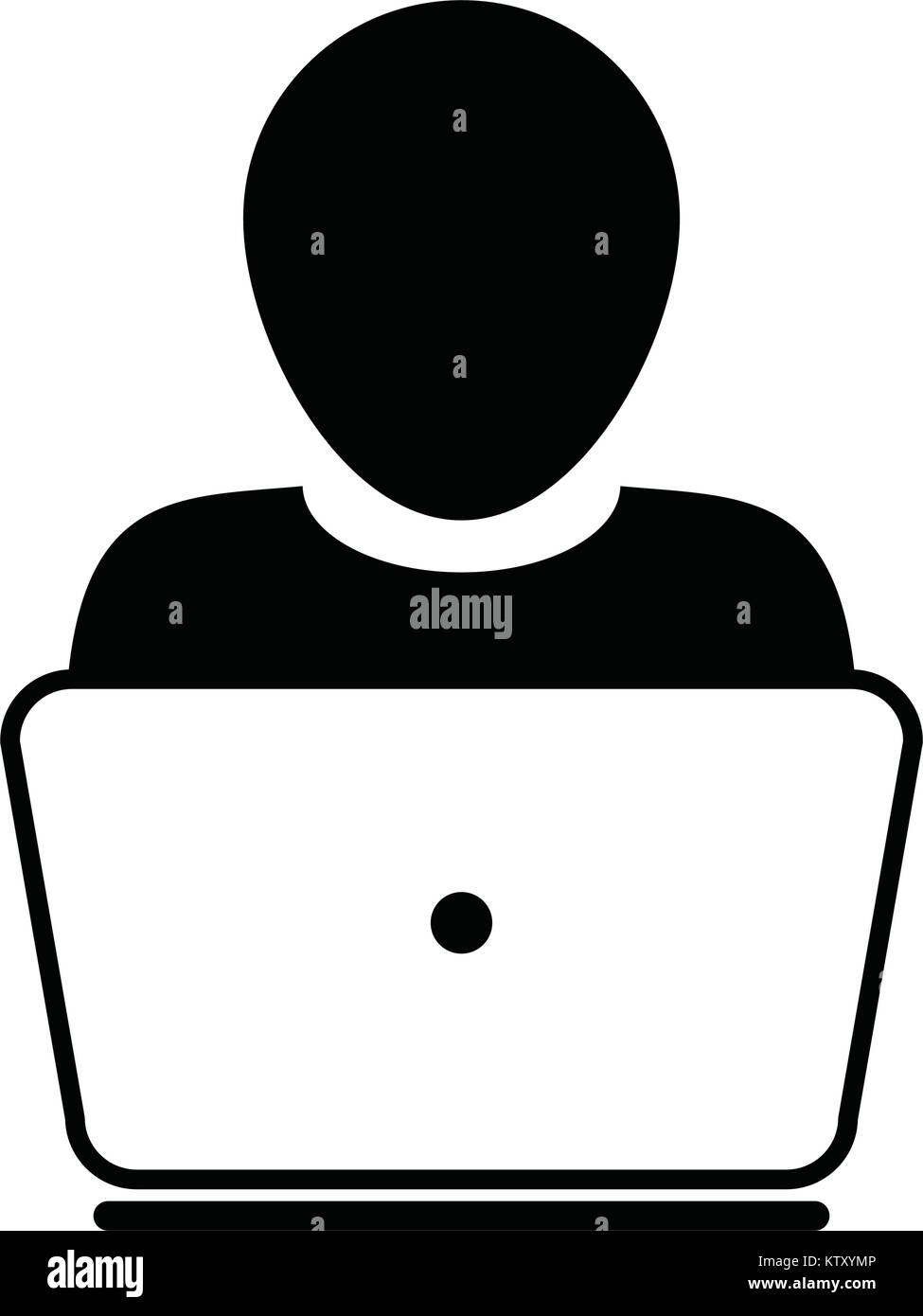 User Icon Vector With Laptop Computer Male Person Profile Avatar for ...