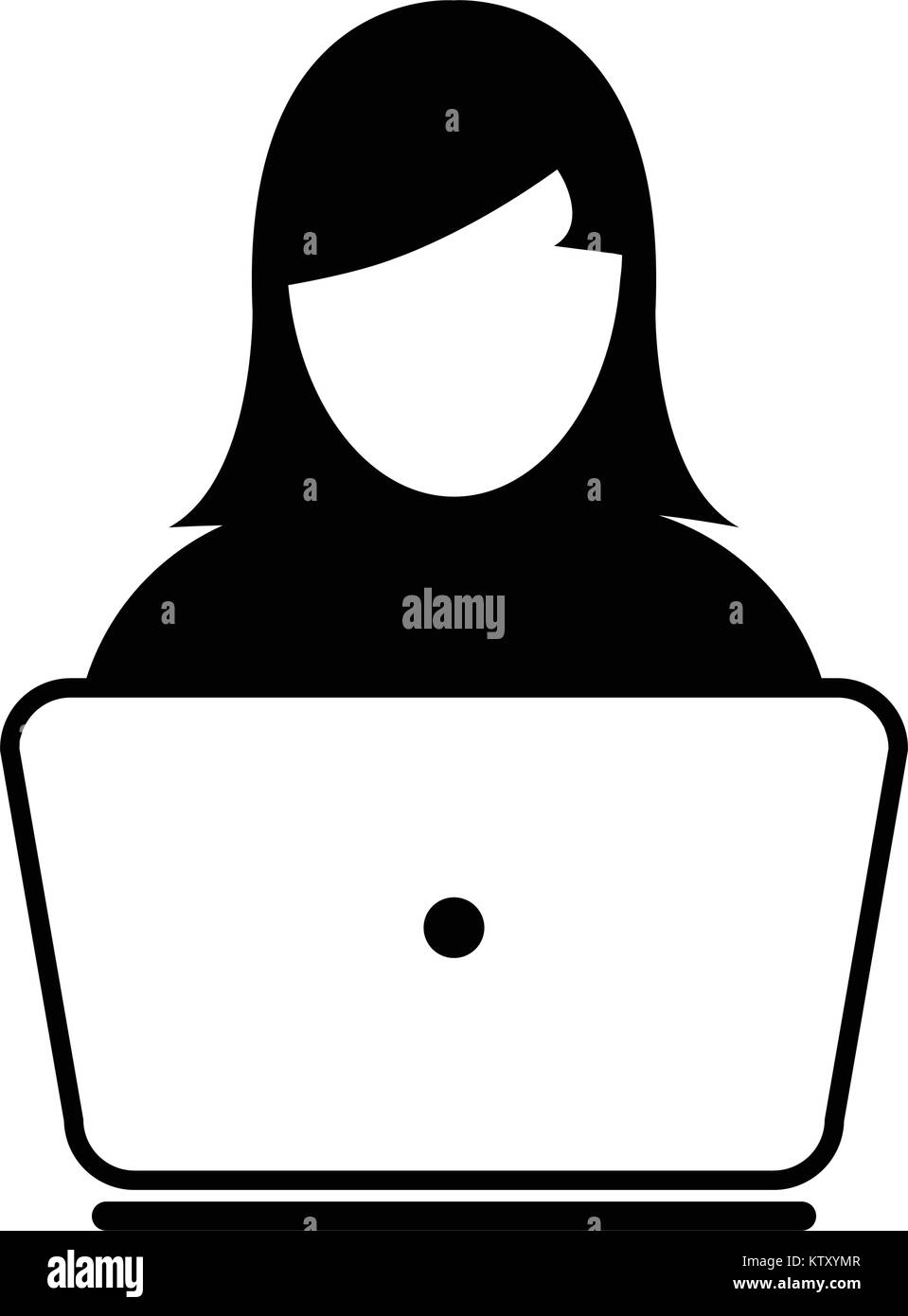 User Icon Vector With Laptop Computer Female Person Profile Avatar for ...